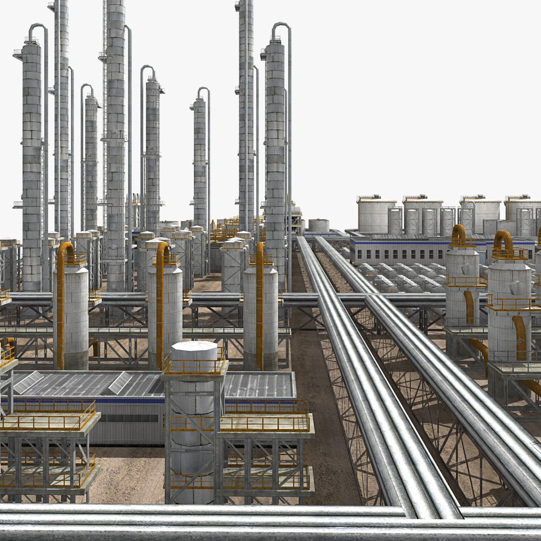 3d model chemical factory complex