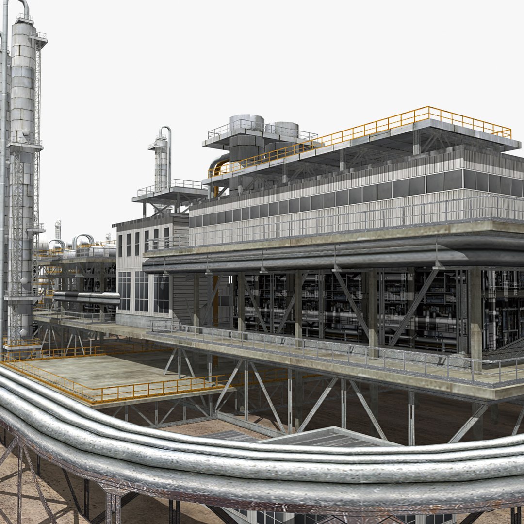 3d model chemical factory complex