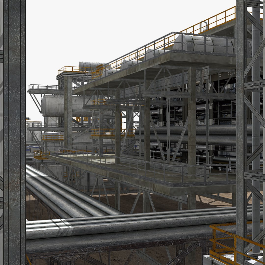 3d model chemical factory complex