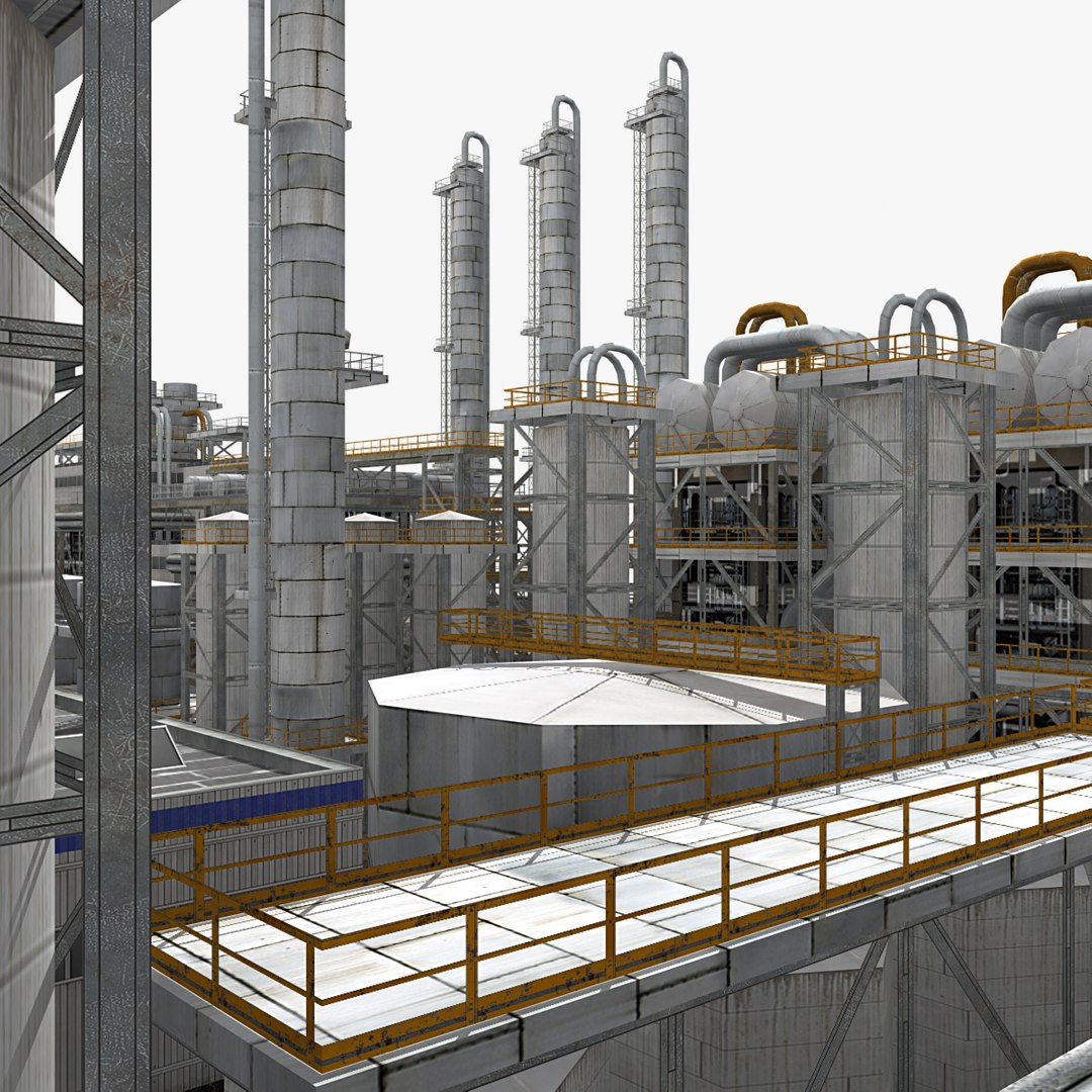 3d model chemical factory complex