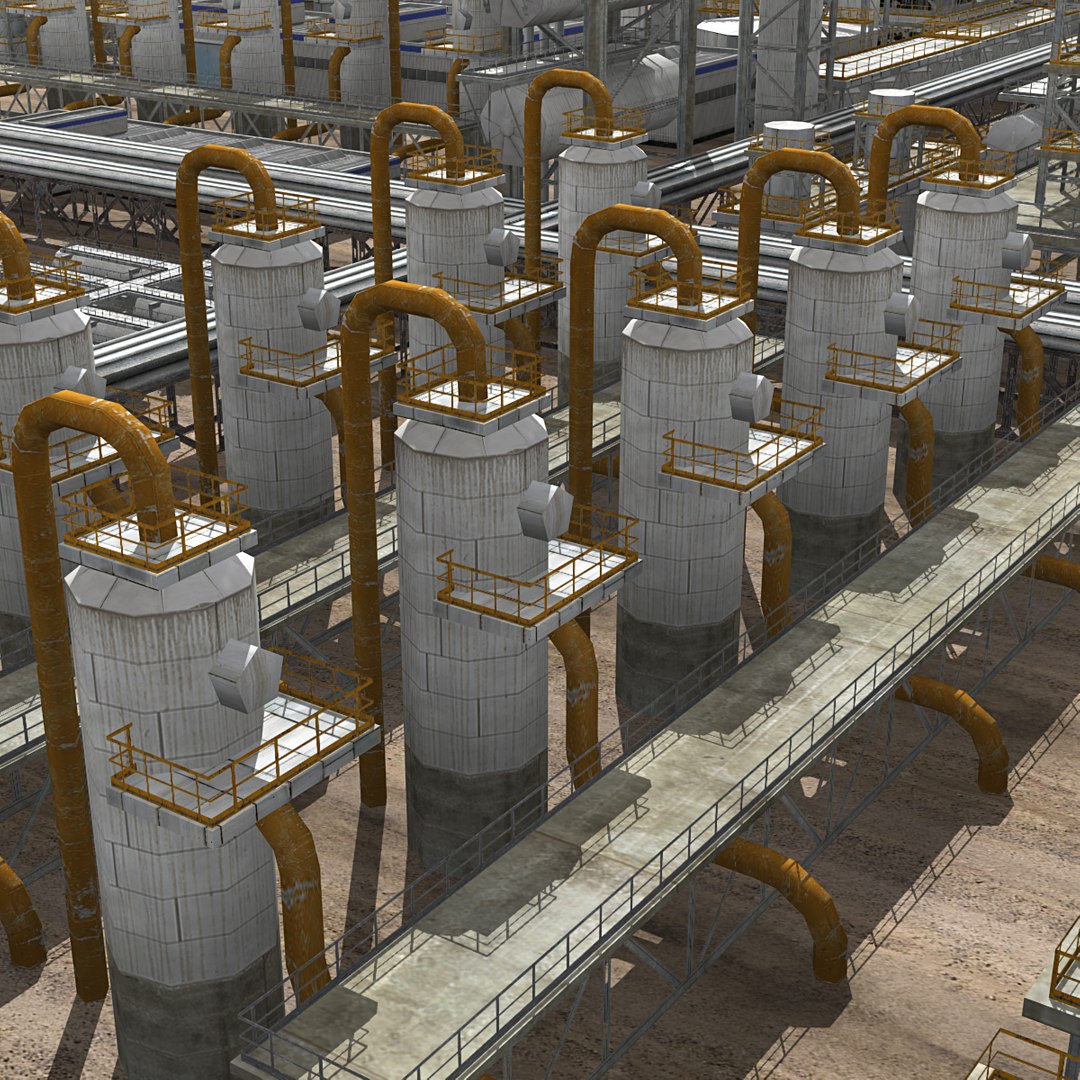3d model chemical factory complex