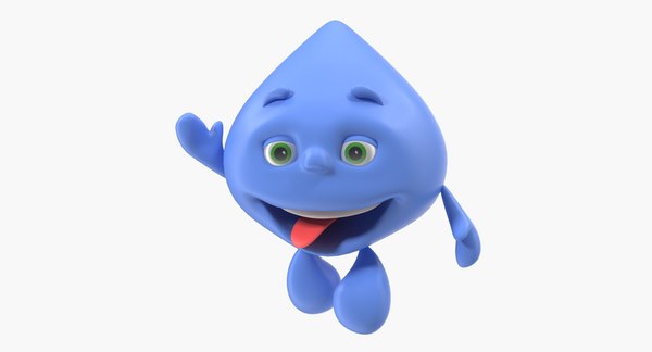 Water drop cartoon mascot 3D model - TurboSquid 1247303
