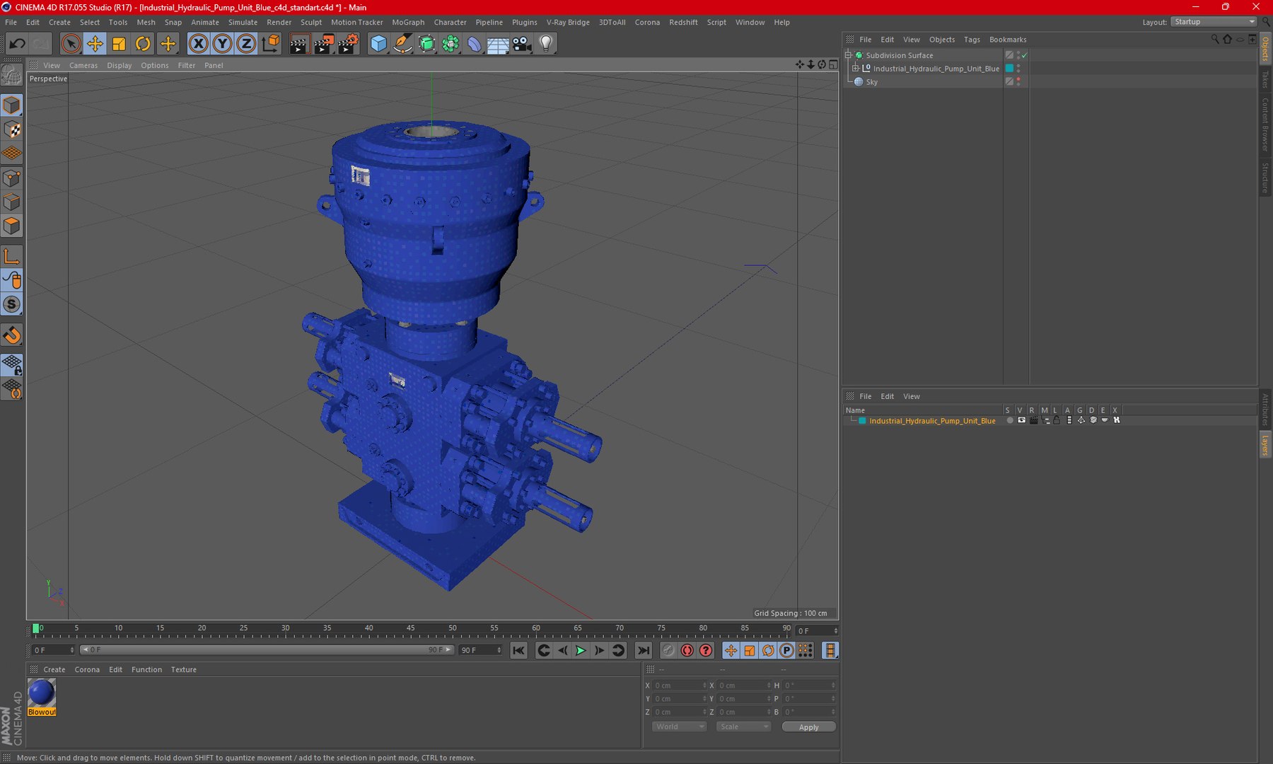 3D Industrial Hydraulic Pump Unit Blue Model - TurboSquid 2235525