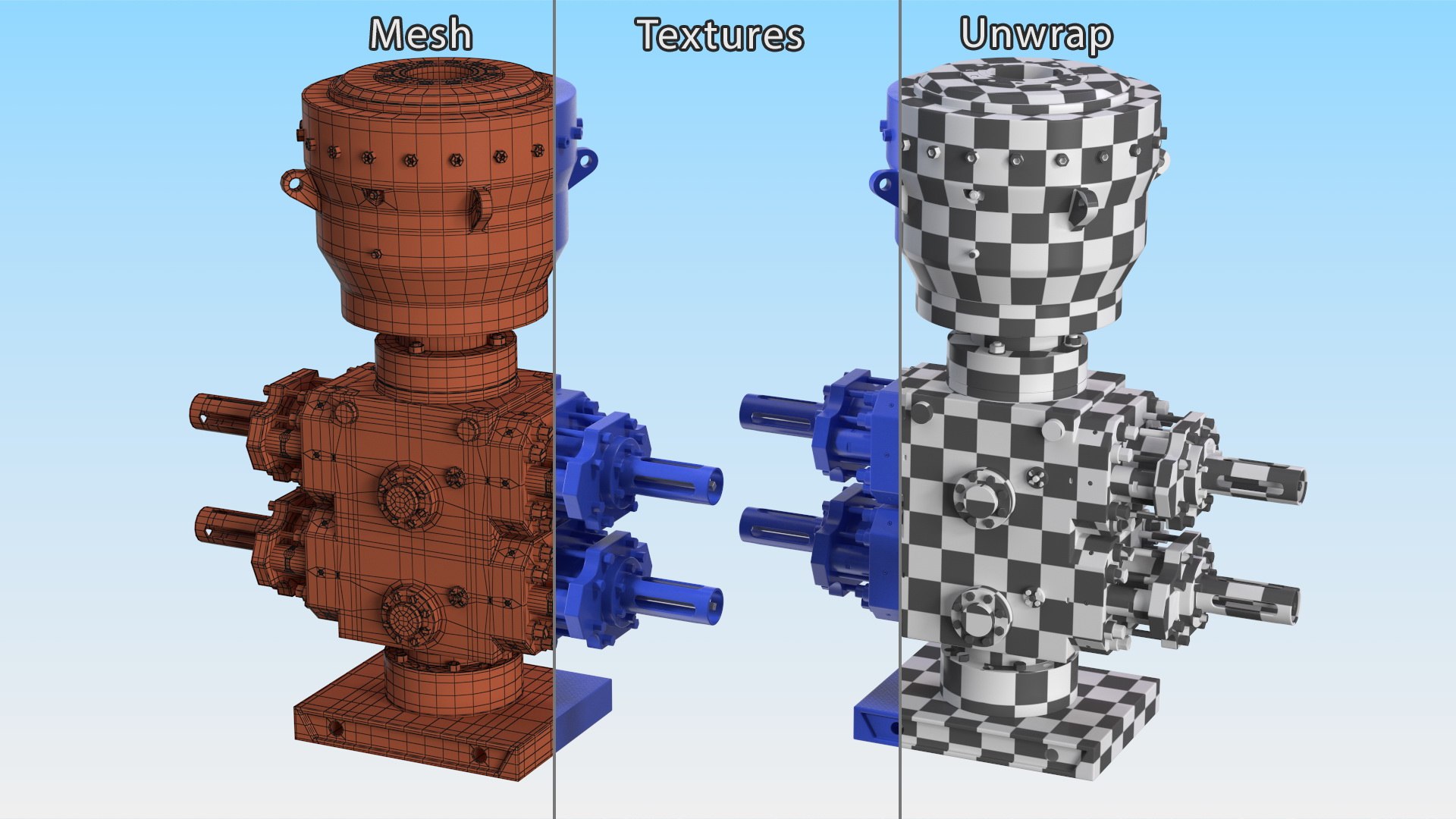 3D Industrial Hydraulic Pump Unit Blue Model - TurboSquid 2235525