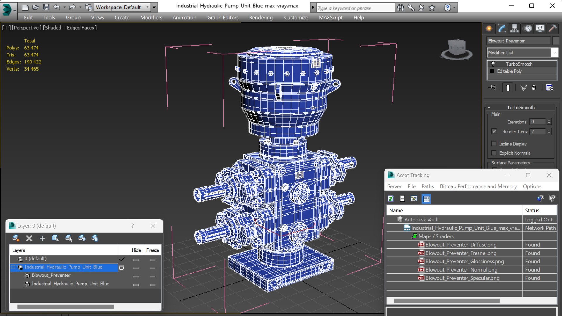 3D Industrial Hydraulic Pump Unit Blue Model - TurboSquid 2235525