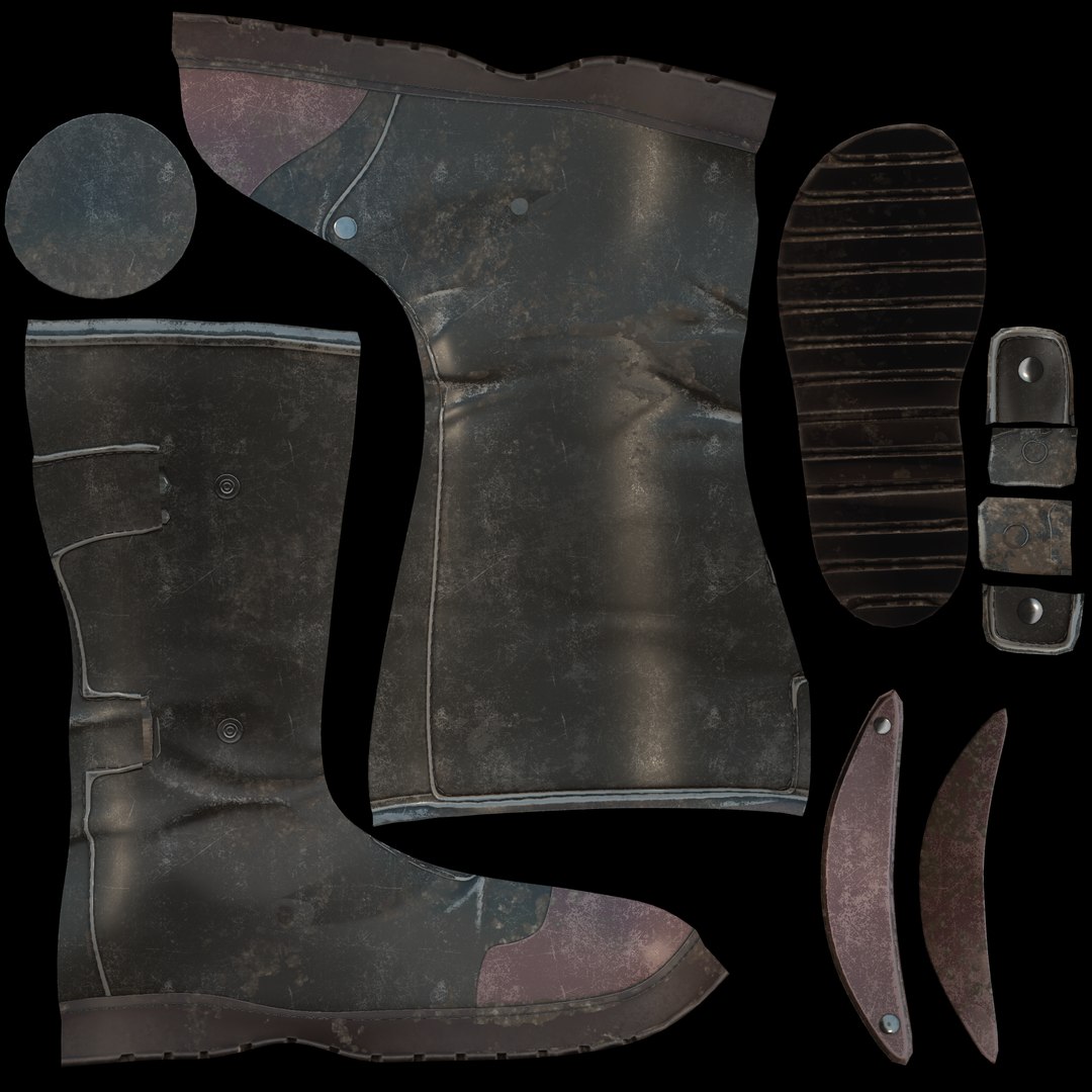 3D Apocalyptic Grunge Calf Boots - TurboSquid 1899897