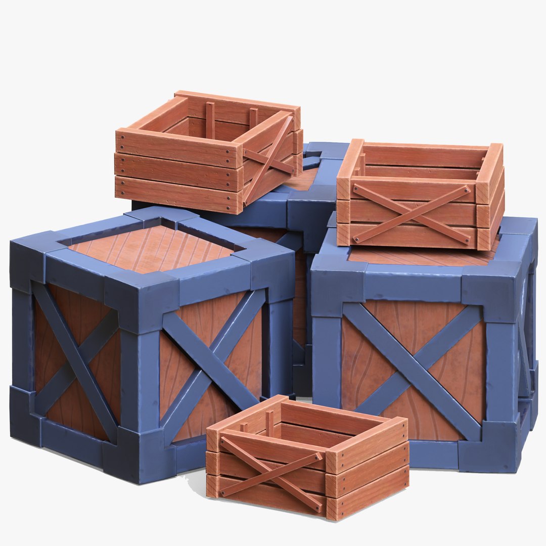 Stylized Wooden Boxes Model - TurboSquid 2166877