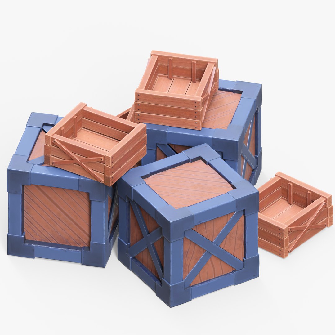 Stylized Wooden Boxes Model - TurboSquid 2166877