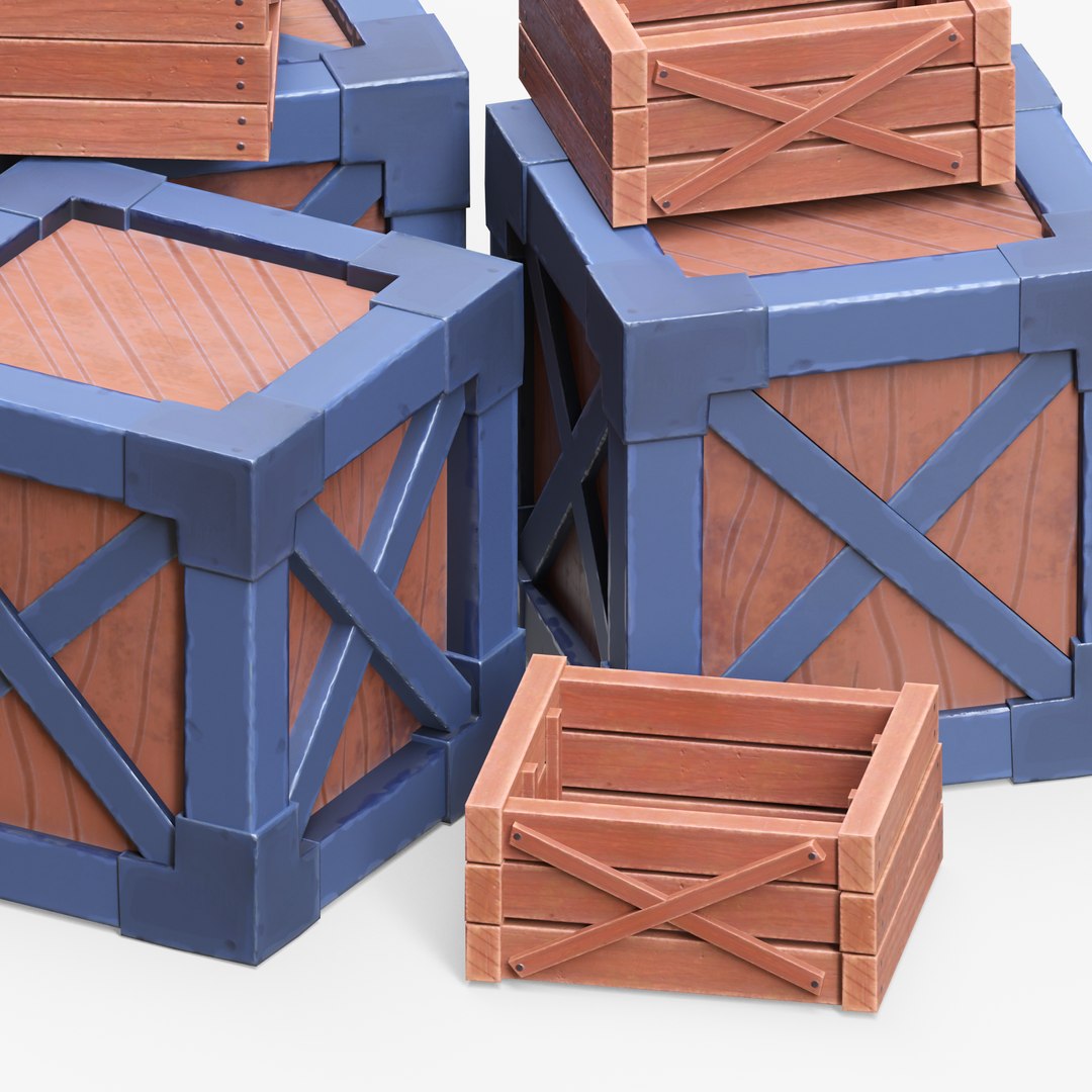 Stylized Wooden Boxes Model - TurboSquid 2166877