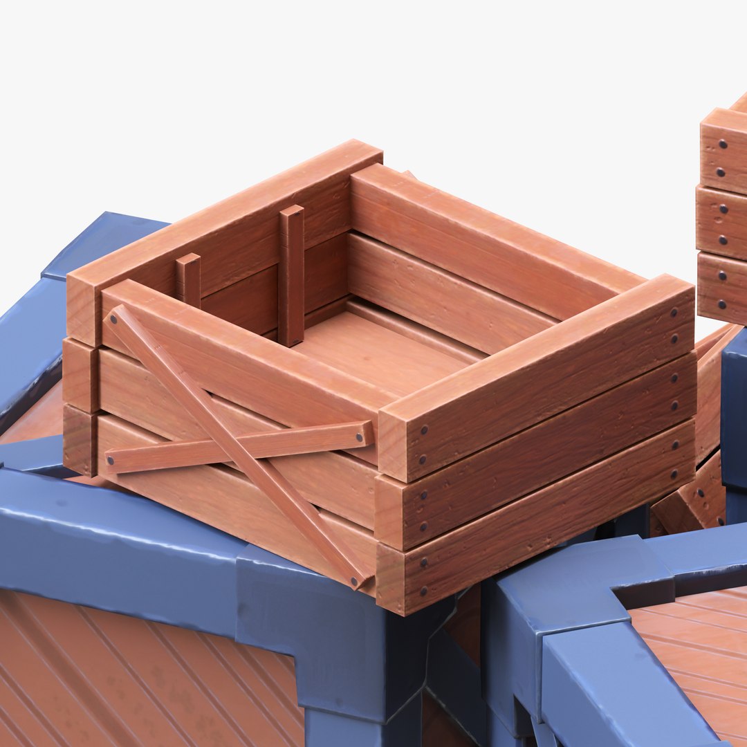 Stylized Wooden Boxes Model - TurboSquid 2166877