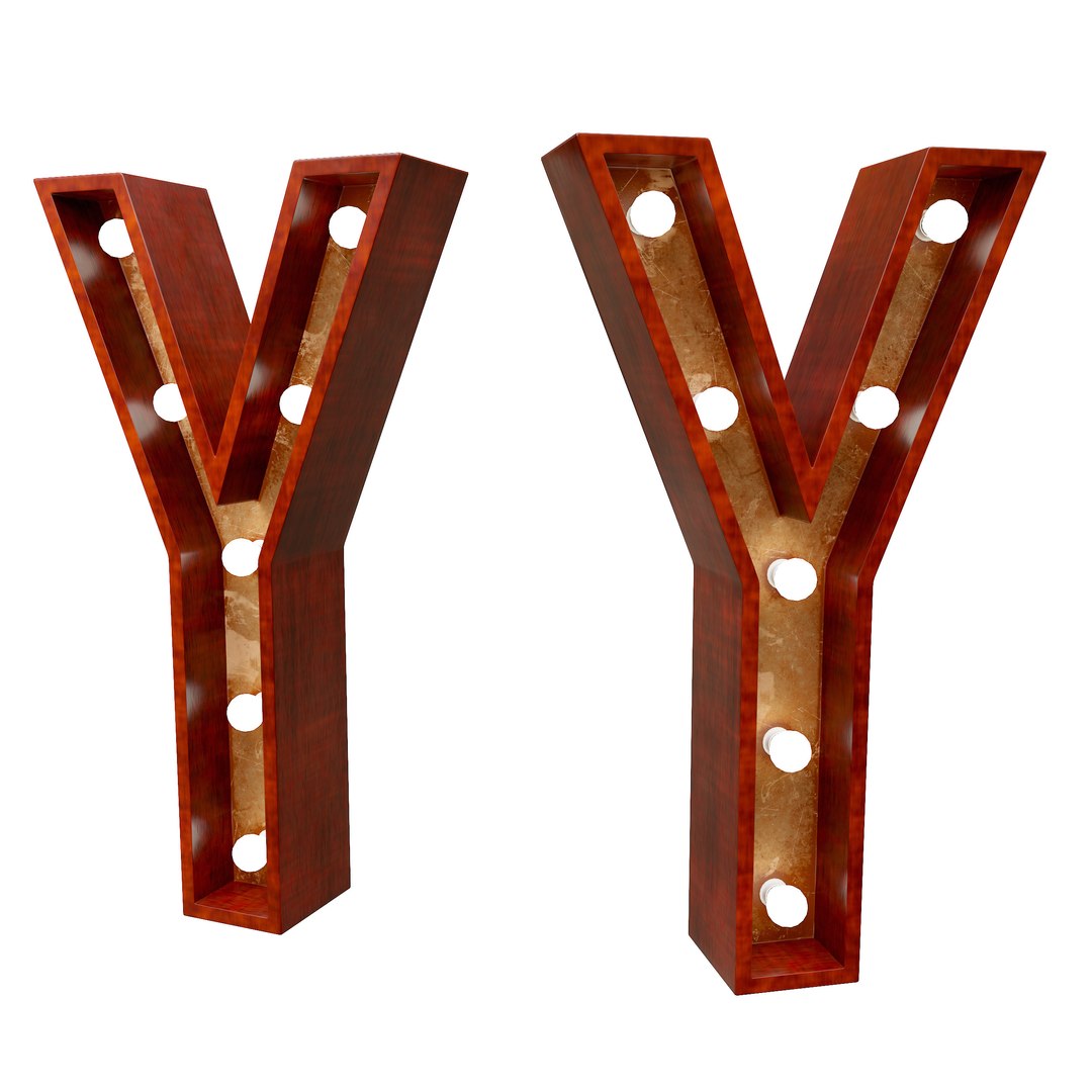 3D Marquee letter Y light bulb wooden glow sign model - TurboSquid 1974662