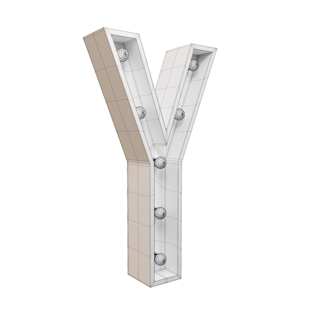 3D Marquee letter Y light bulb wooden glow sign model - TurboSquid 1974662