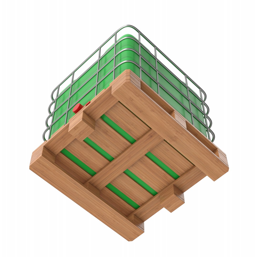 3D Green Plastic Water Tank On Pallet Model - TurboSquid 2094167