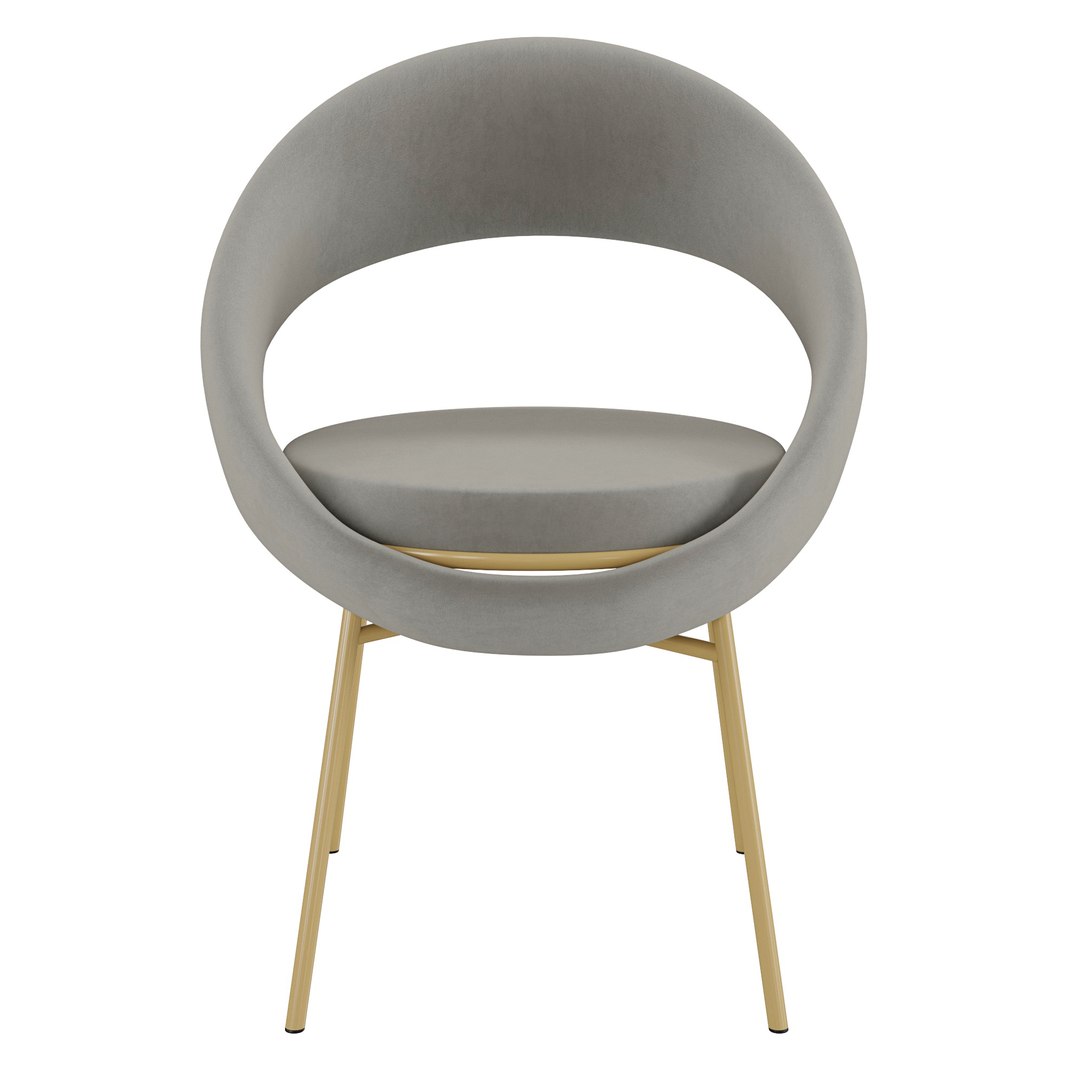 Homary-Gray Circle Accent Chair Velvet Upholstered in Gold Legs Accent ...