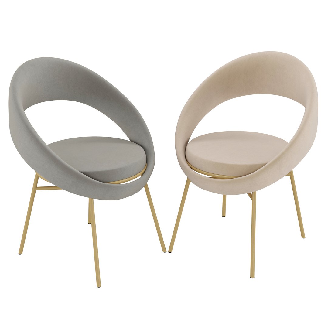 Homary-Gray Circle Accent Chair Velvet Upholstered in Gold Legs Accent ...