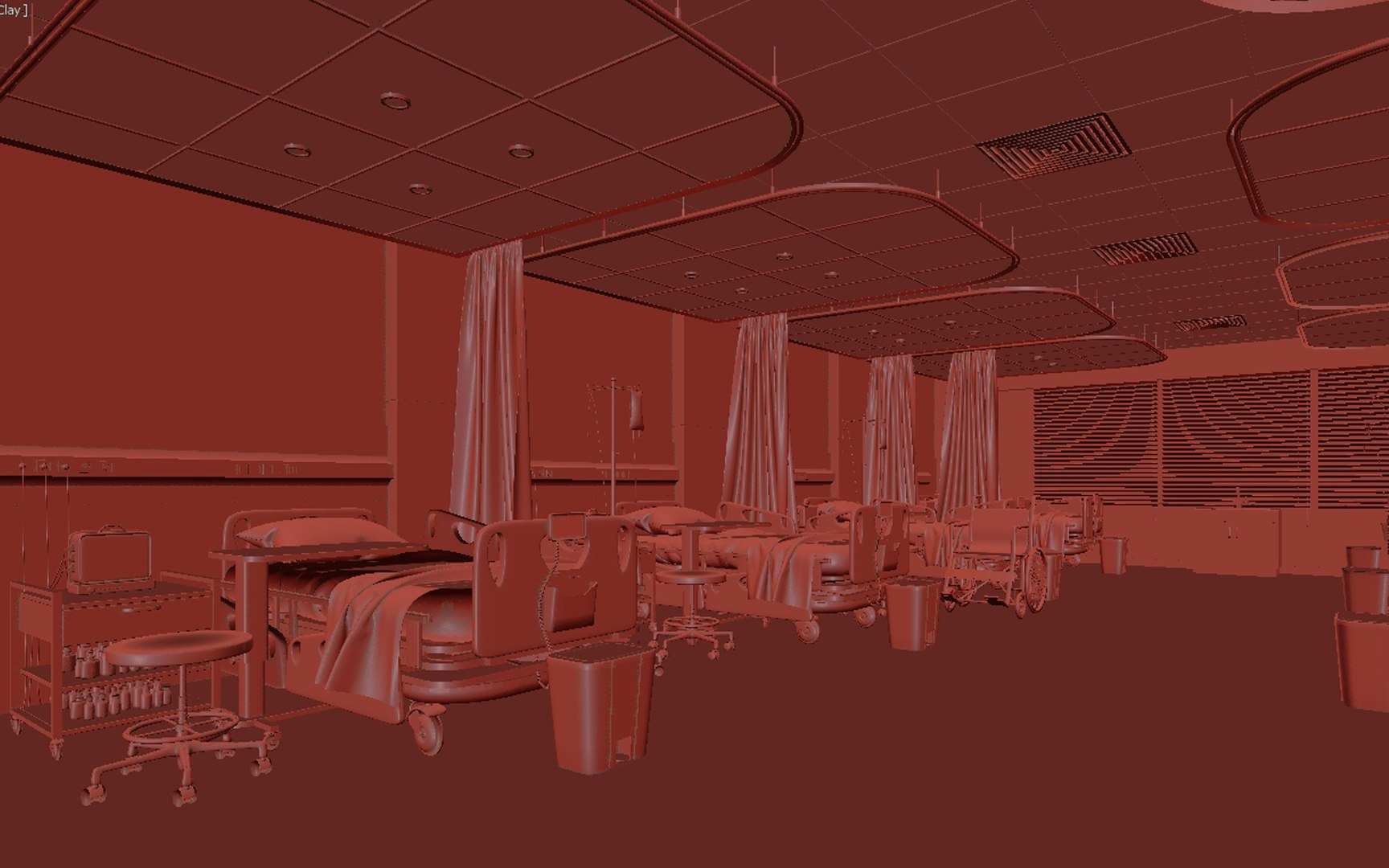 3D Emergency Ward Interior Hospital - TurboSquid 1590576