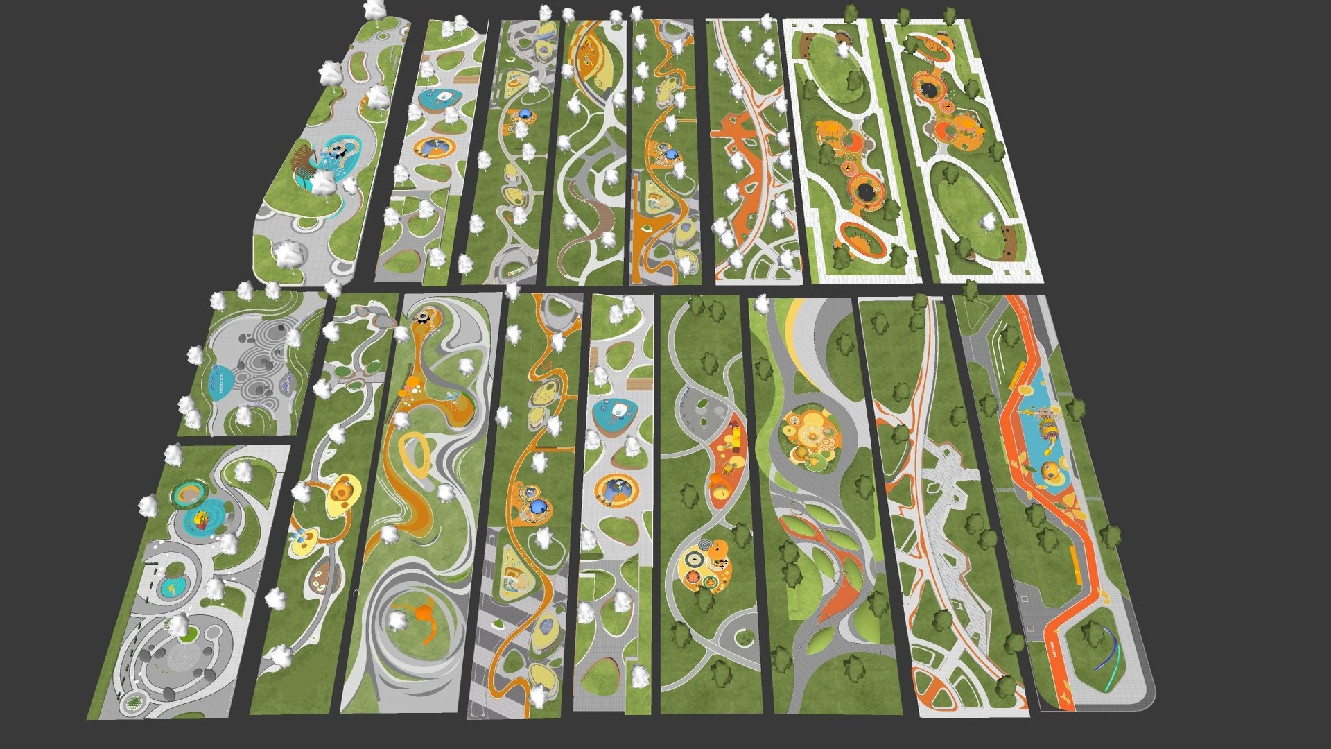 3D Model Landscape Park Community Park Riverfront Park Street-side Park ...