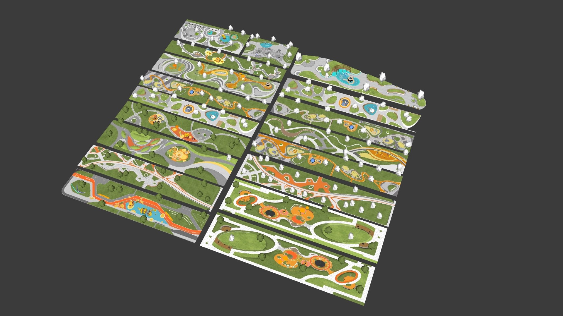 3D Model Landscape Park Community Park Riverfront Park Street-side Park ...