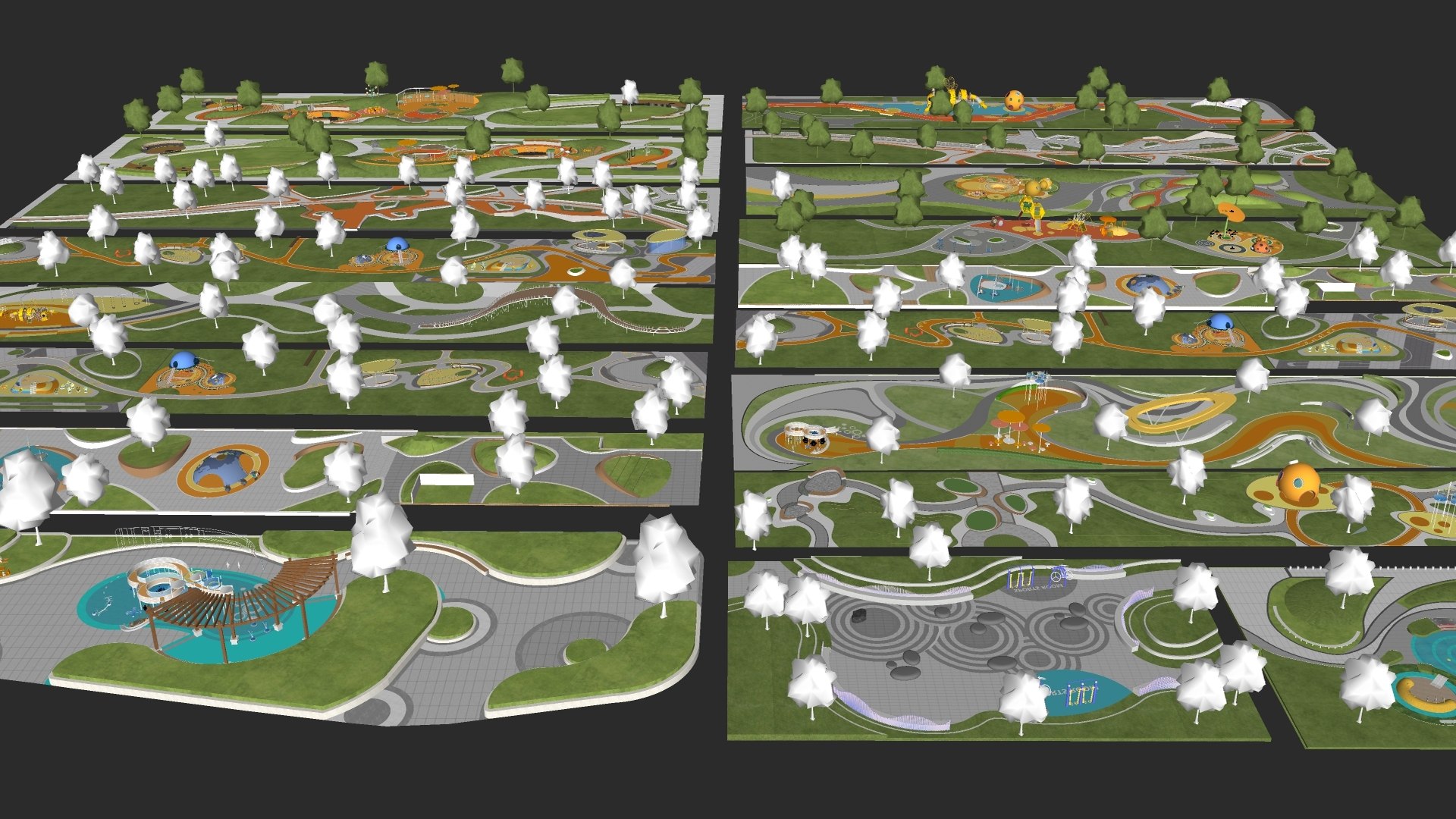 3D Model Landscape Park Community Park Riverfront Park Street-side Park ...