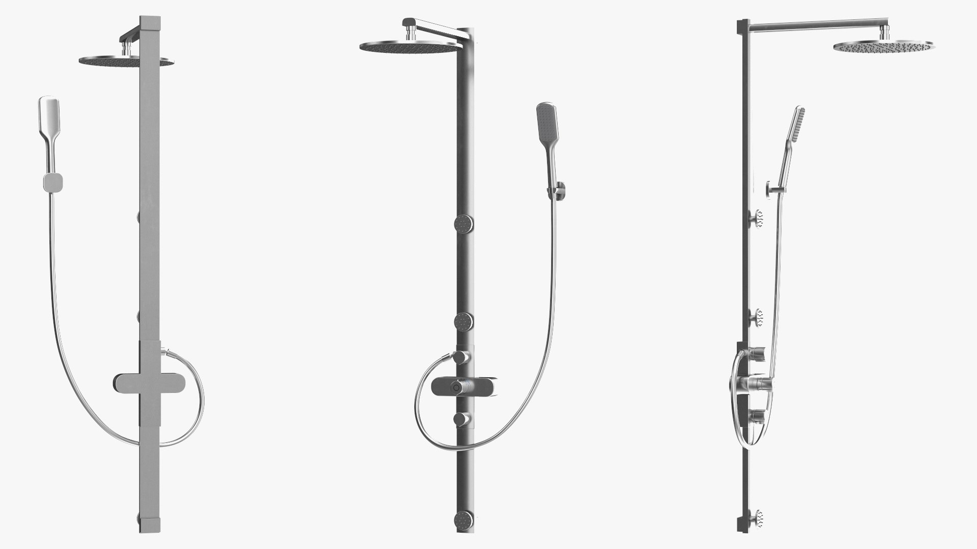 3D Thermostatic Shower Column With Overhead Shower Model - TurboSquid ...
