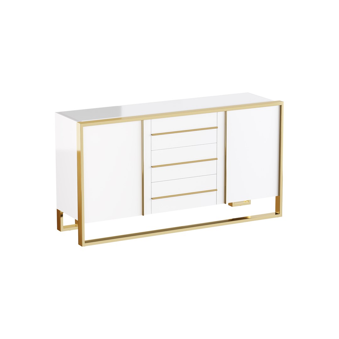 Glossy White Buffet Model - TurboSquid 2225102