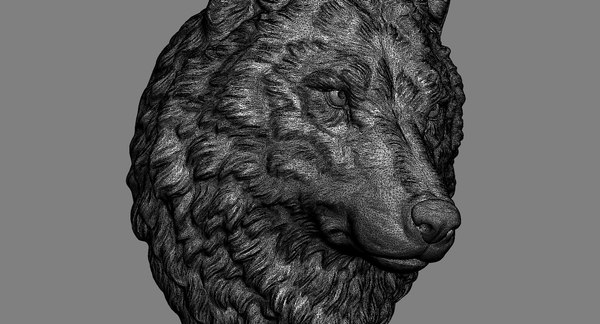 max wolf head sculpture