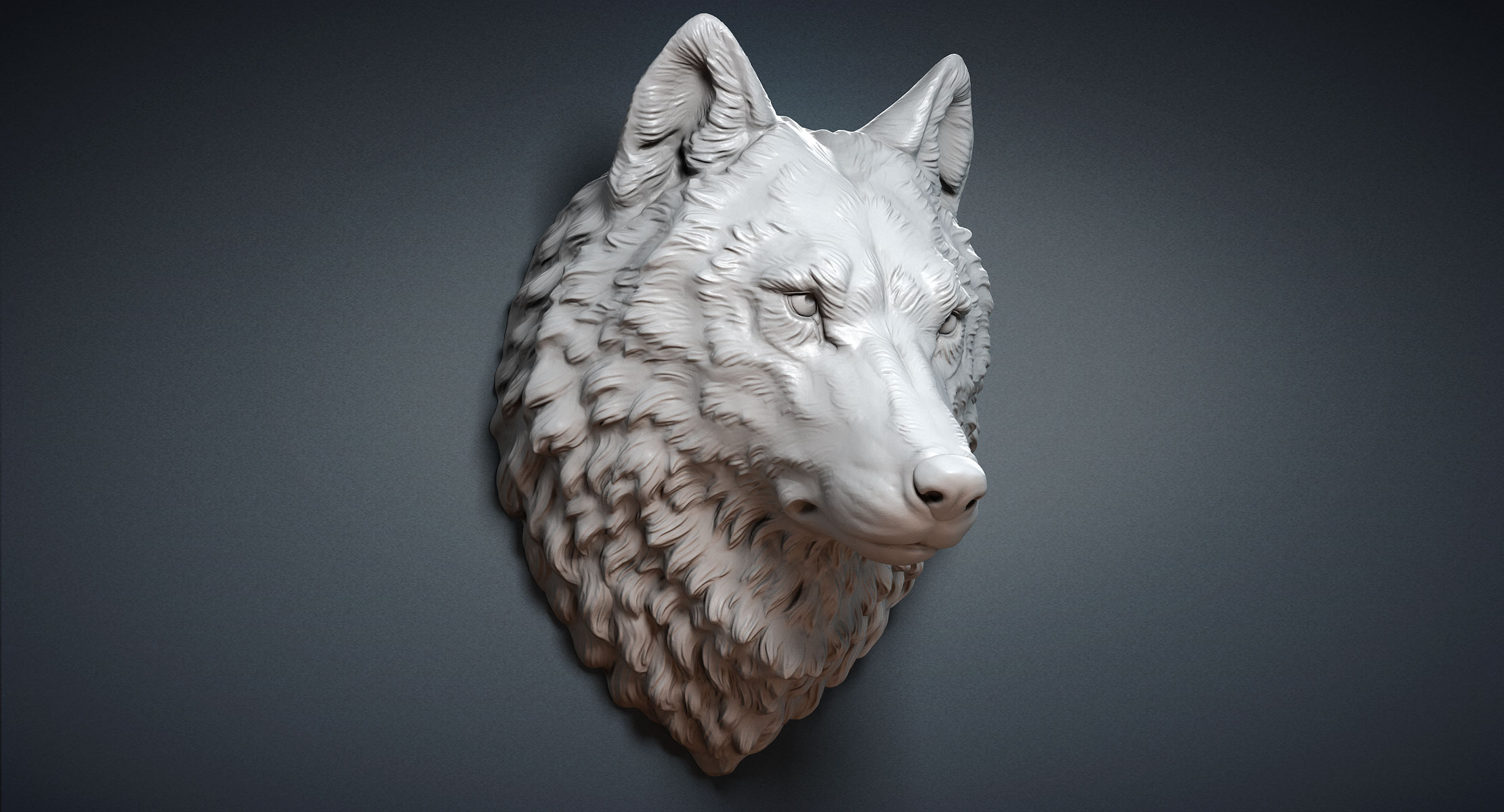 max wolf head sculpture