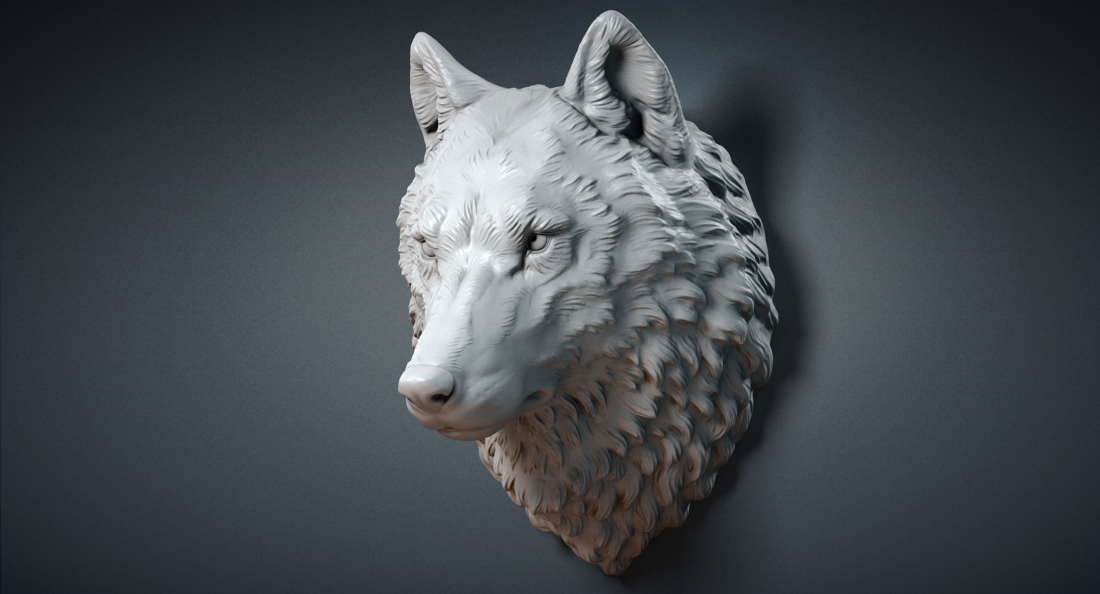max wolf head sculpture
