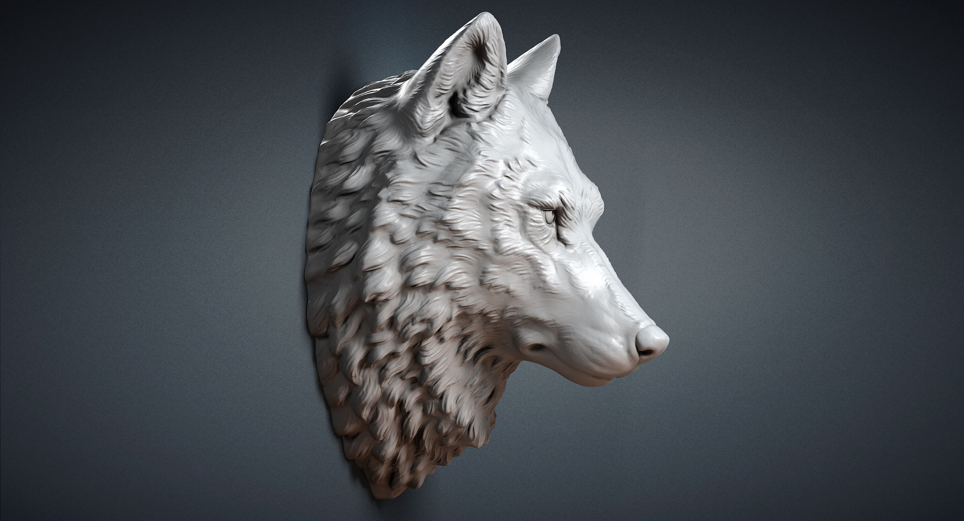 max wolf head sculpture