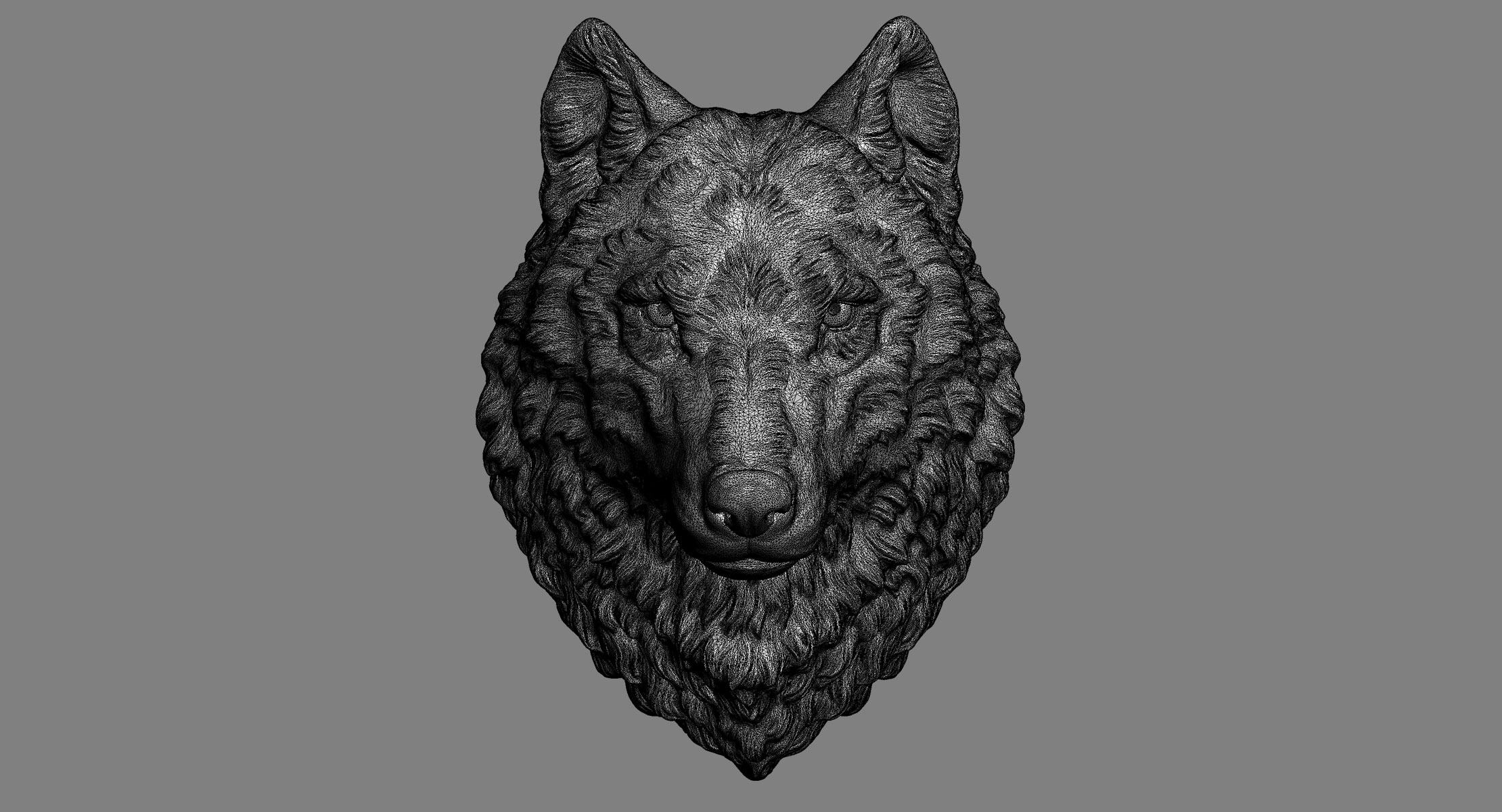 max wolf head sculpture