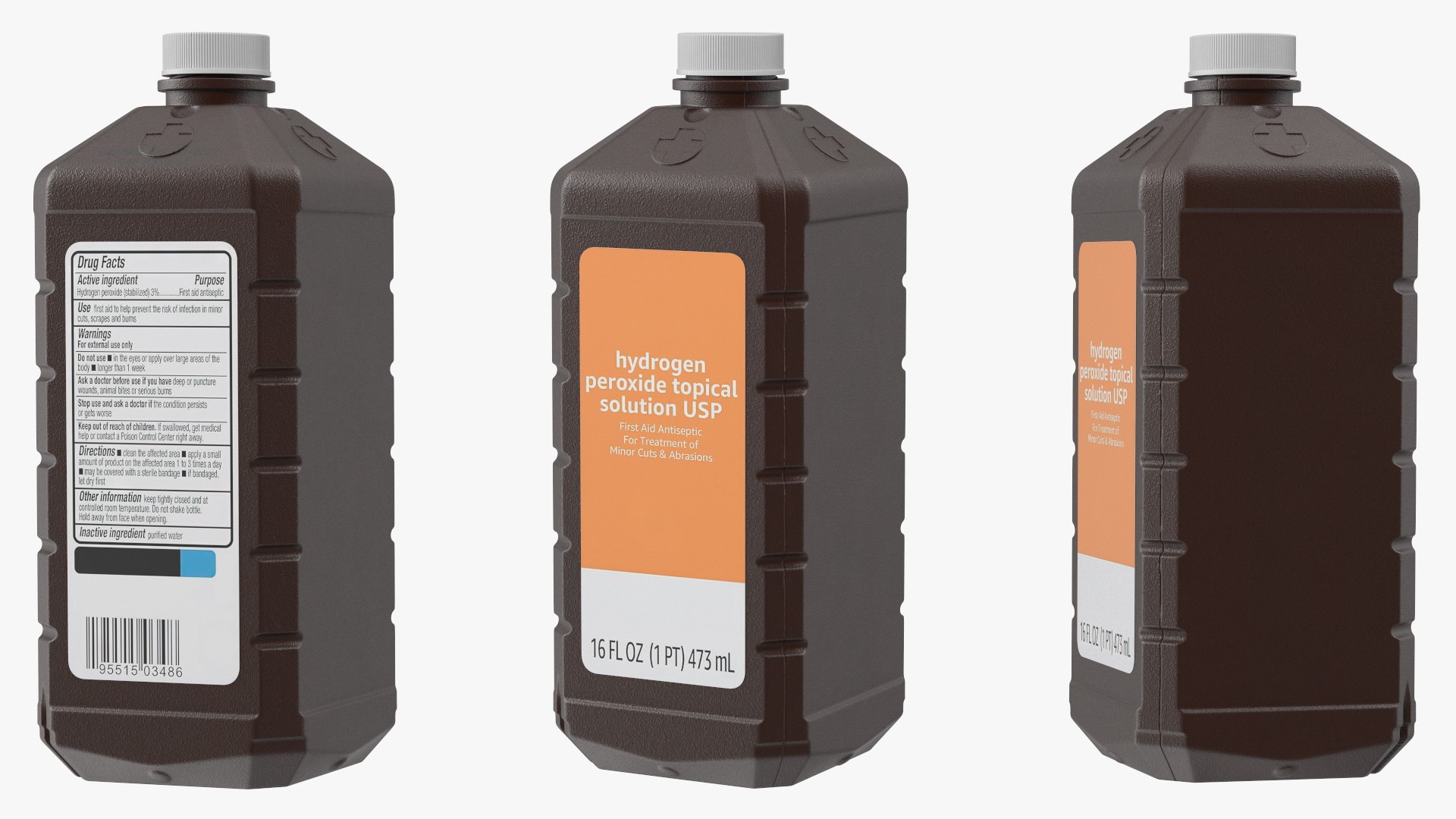 3D Plastic Medicine Bottle Hydrogen Peroxide 16 Fl Oz Model ...