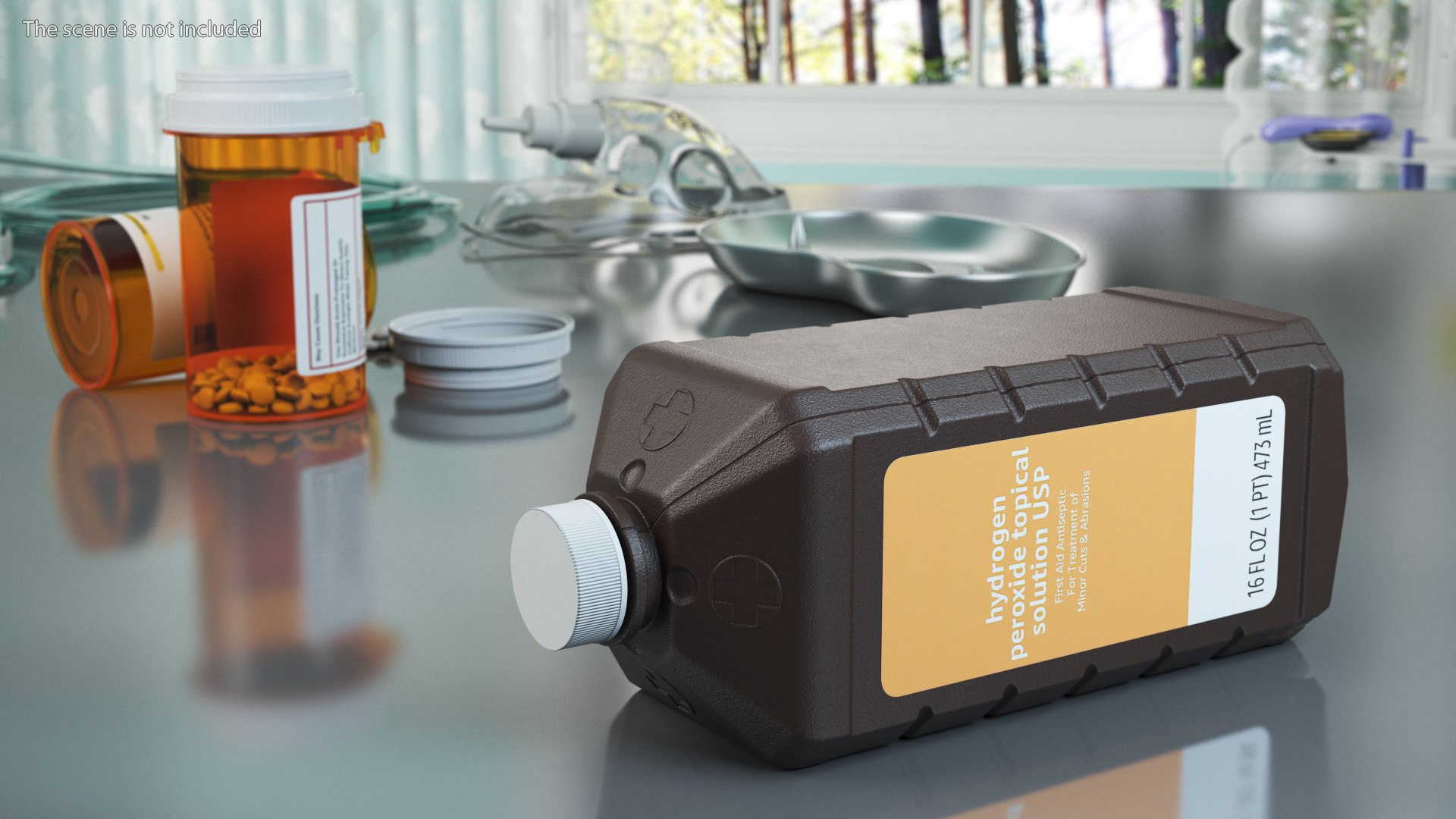 3D Plastic Medicine Bottle Hydrogen Peroxide 16 Fl Oz Model ...