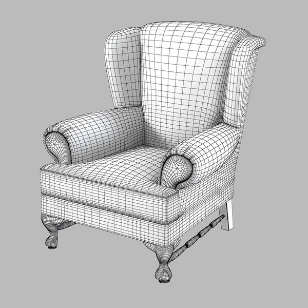 classic wing wingback 3d obj