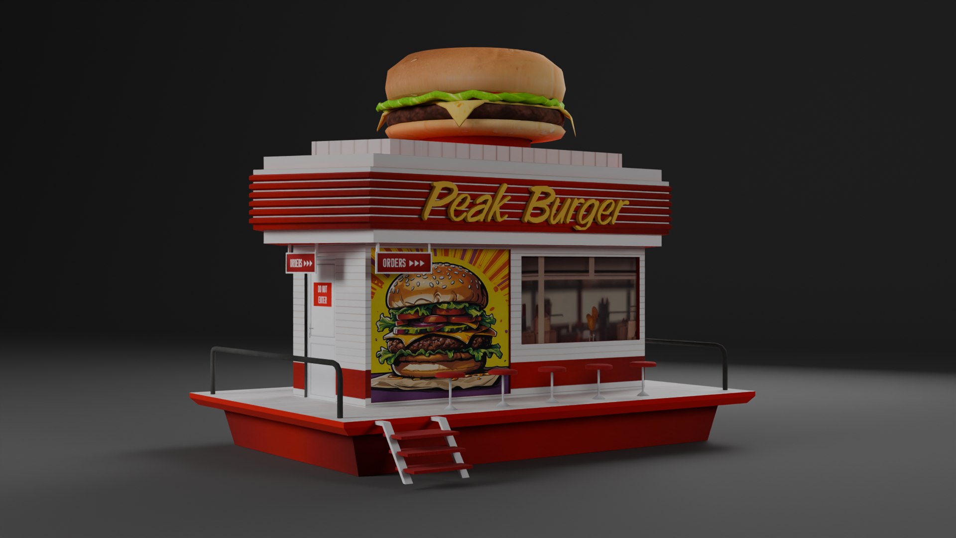 Cafe Fastfood Restaurant Pack 3D Model - TurboSquid 2358532