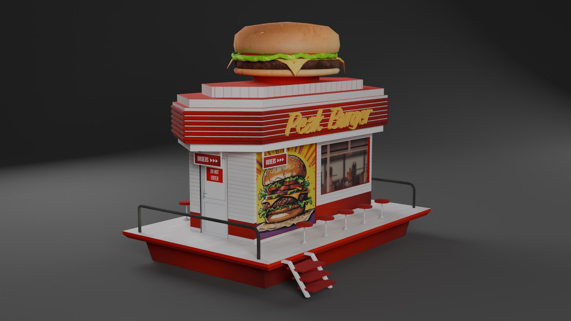 Cafe Fastfood Restaurant Pack 3D Model - TurboSquid 2358532