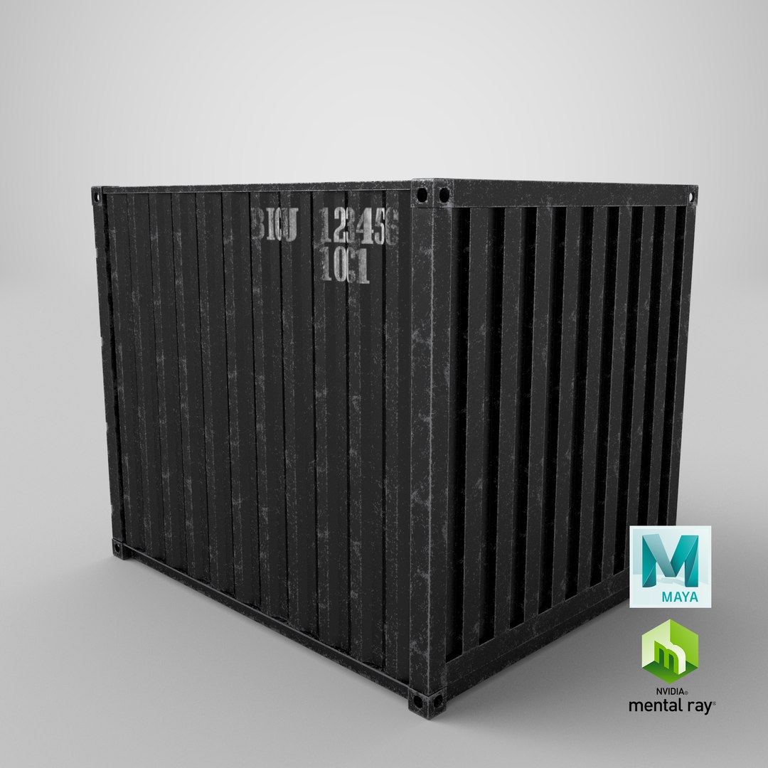 3D 10Ft Cargo Container - Black - Dirty Model - TurboSquid 1931533