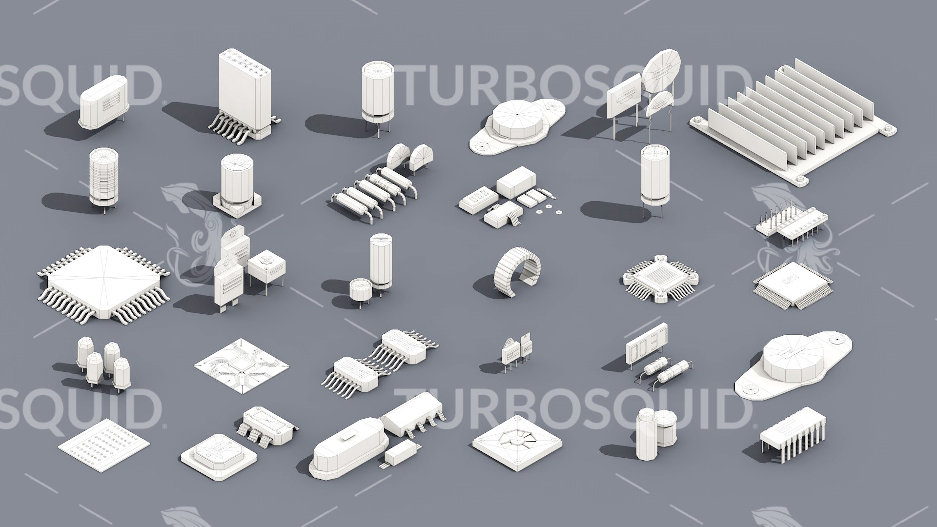 3D Model Low Poly Semiconductor Components Isometric Low-poly 3D Model ...