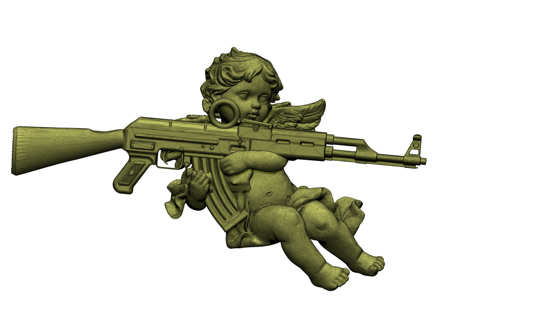 3D Angel AK47 Kalashnikova Assault Rifle Pendant - TurboSquid 1732484