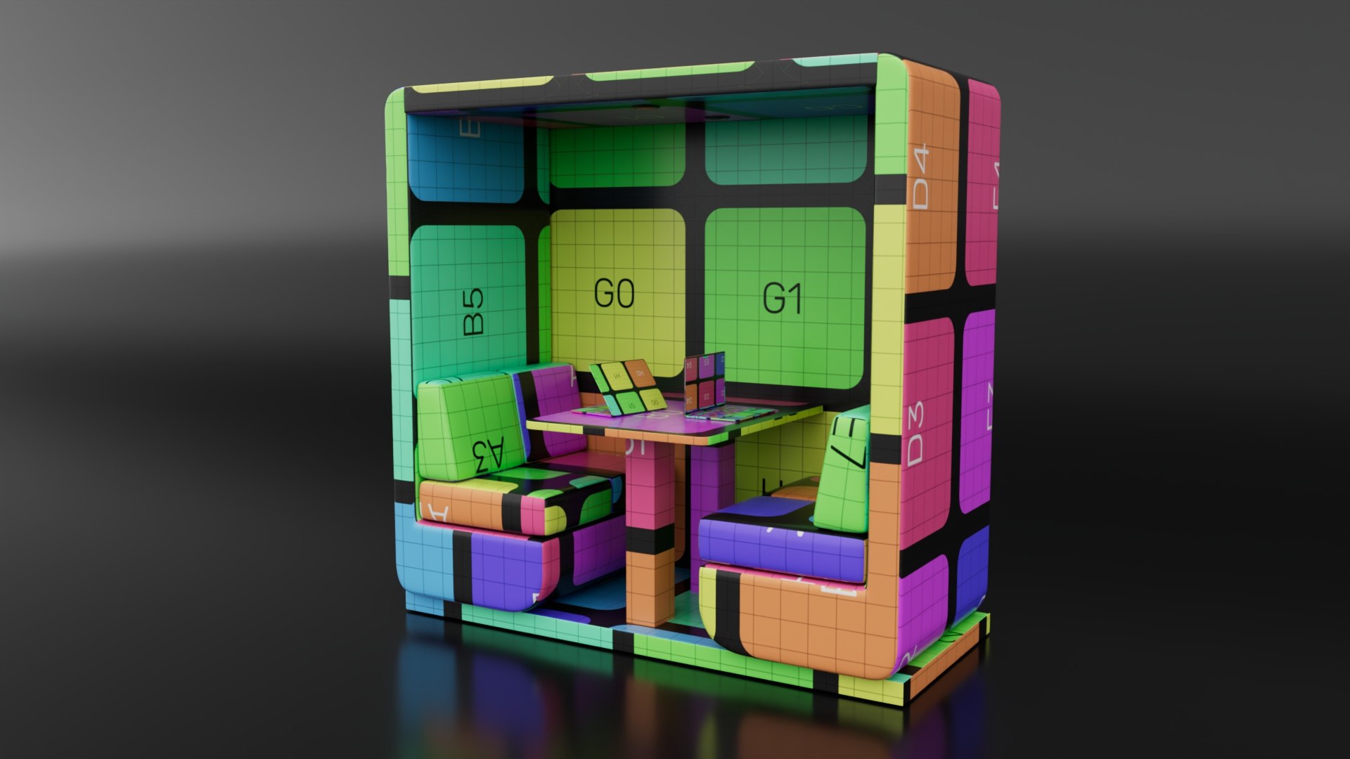 3D Coworking Booth - TurboSquid 2339432