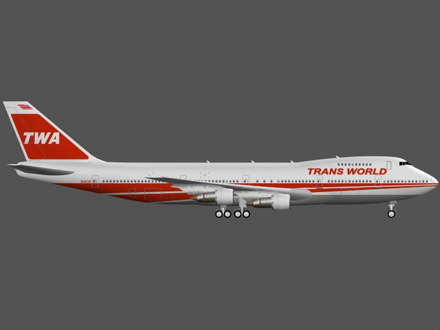 3d Commercial Airplane B 747-200 Model