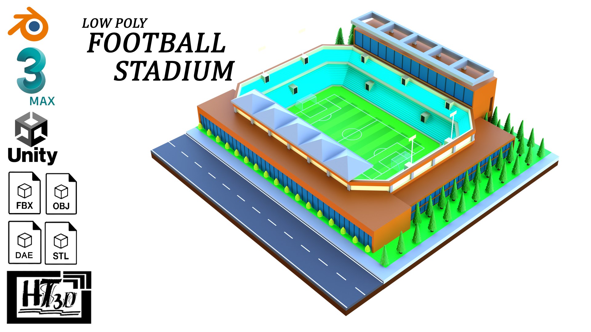 Low Poly Football Stadium 3D - TurboSquid 2135110