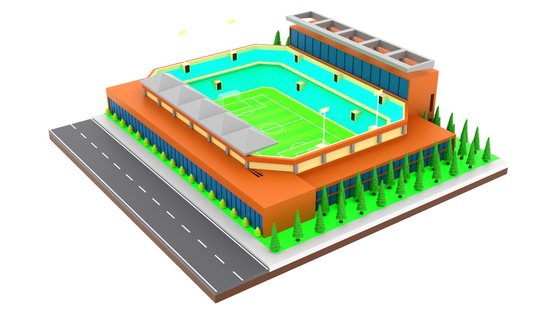 Low Poly Football Stadium 3D - TurboSquid 2135110