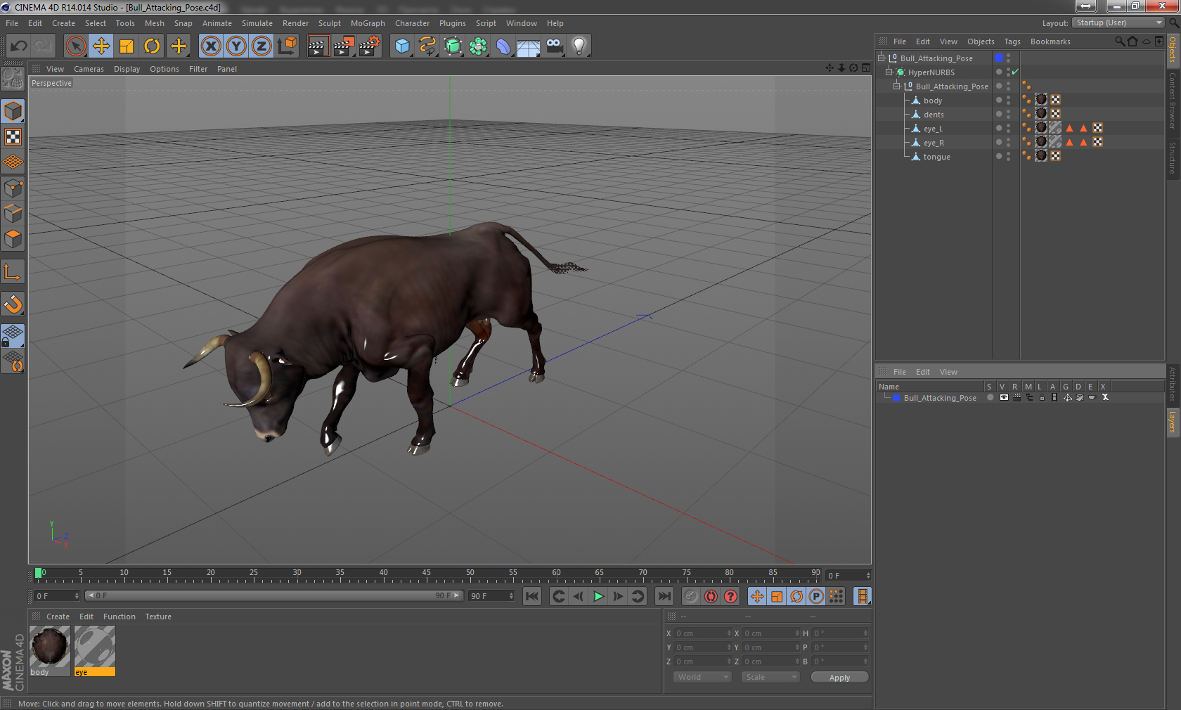 3D bull attacking pose - TurboSquid 1217754