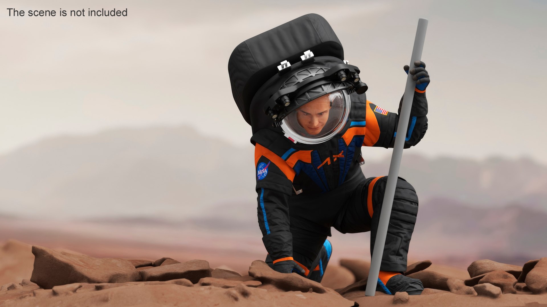 Next Gen NASA Axiom Spacesuit On Astronaut Crawling Pose 3D ...