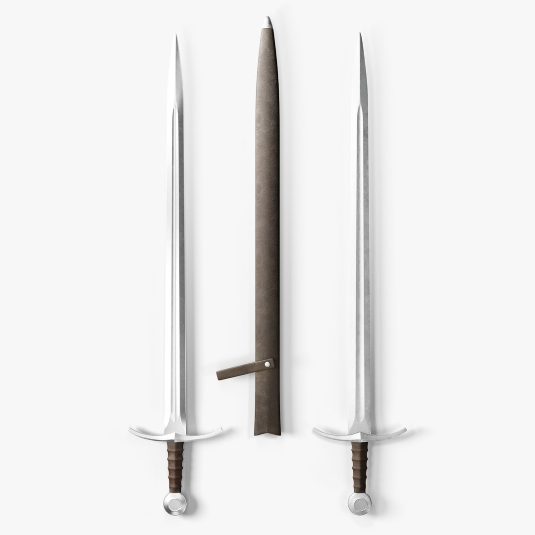 Medieval Sword 02 Low Poly Plus Old Texture And Sheath 3D Model ...