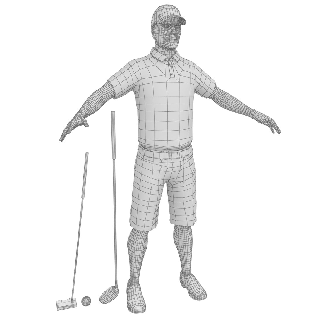 3D golfer clubs man - TurboSquid 1355378