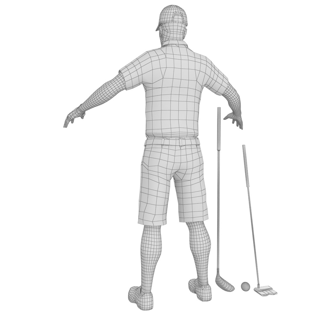 3D Golfer Clubs Man - TurboSquid 1355378
