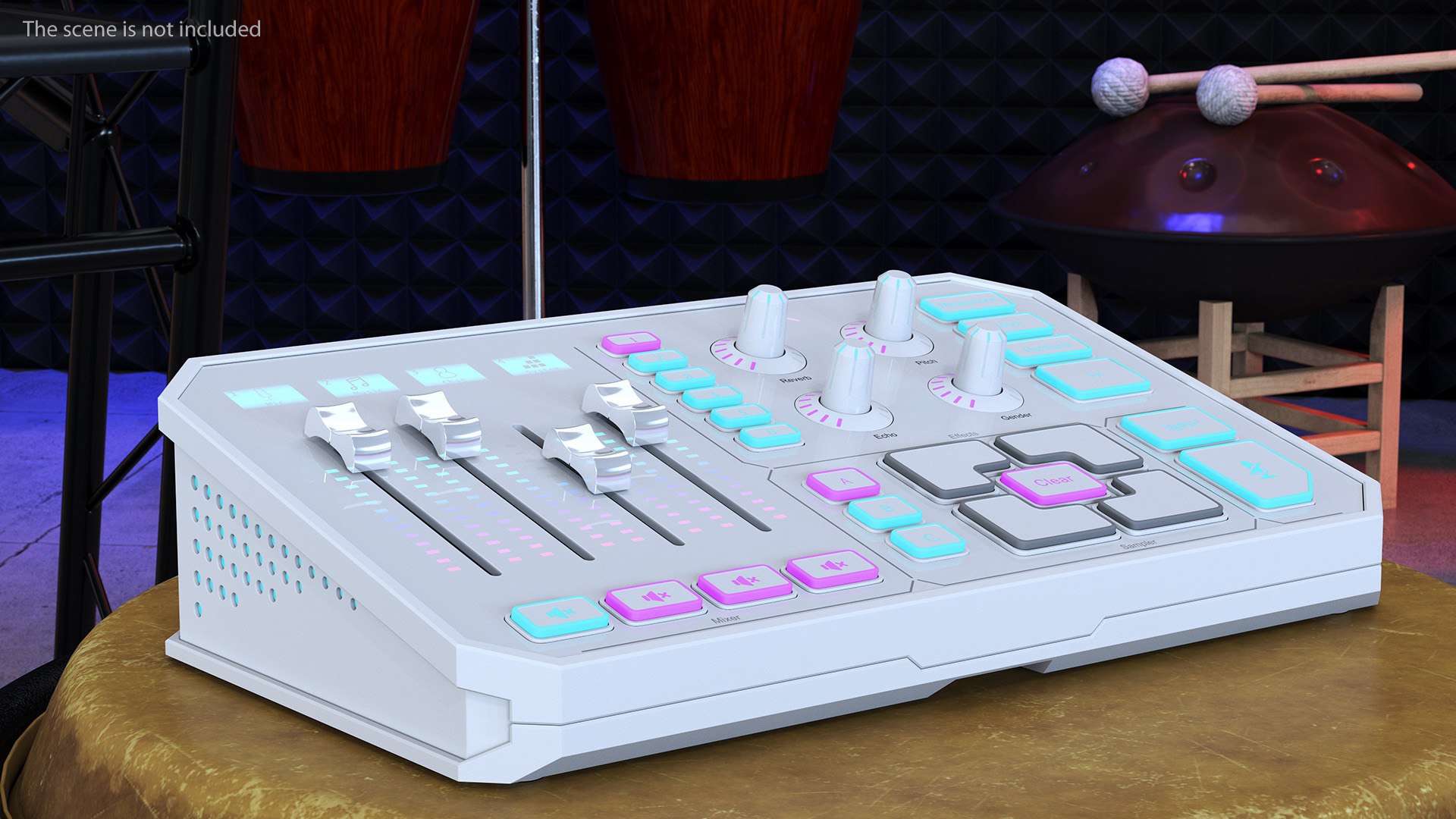 Futuristic Online Broadcast Remote Control White Lights On 3D Model ...