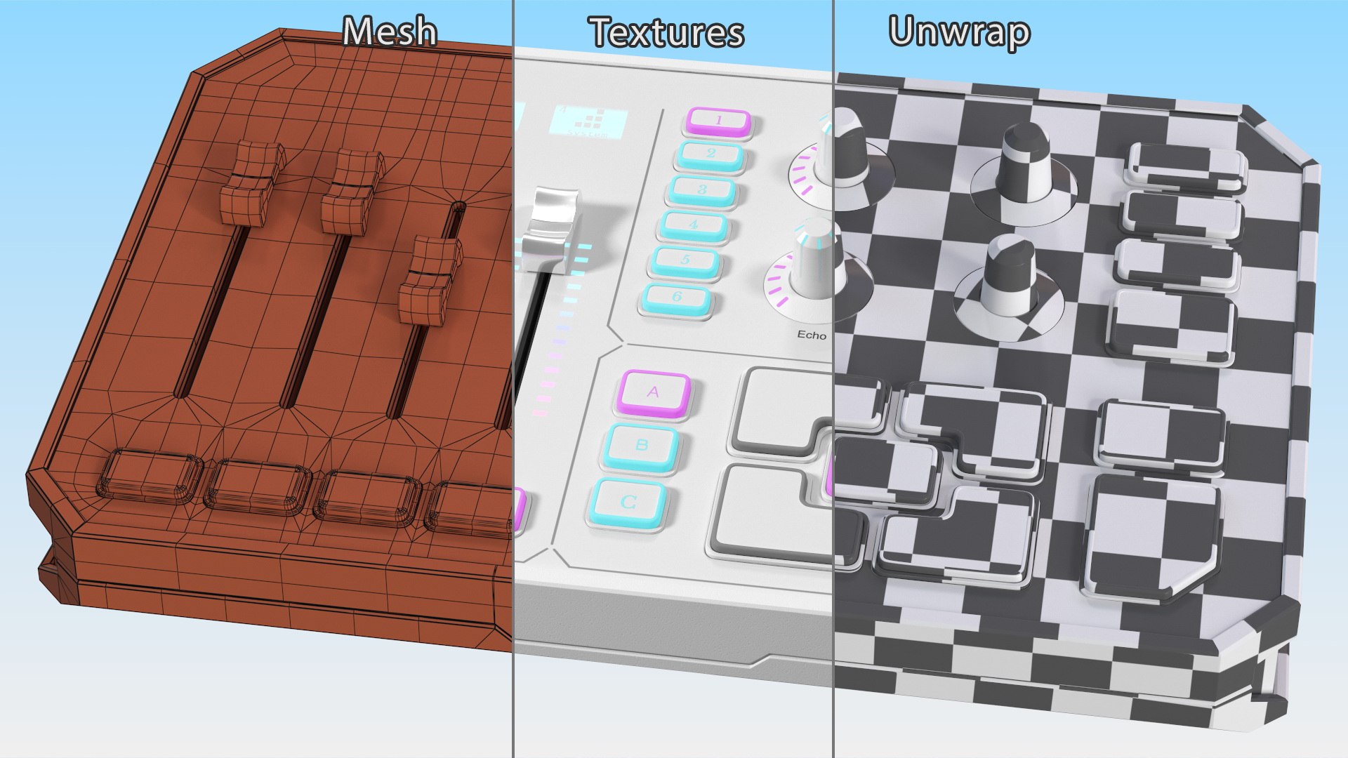 Futuristic Online Broadcast Remote Control White Lights On 3D Model ...