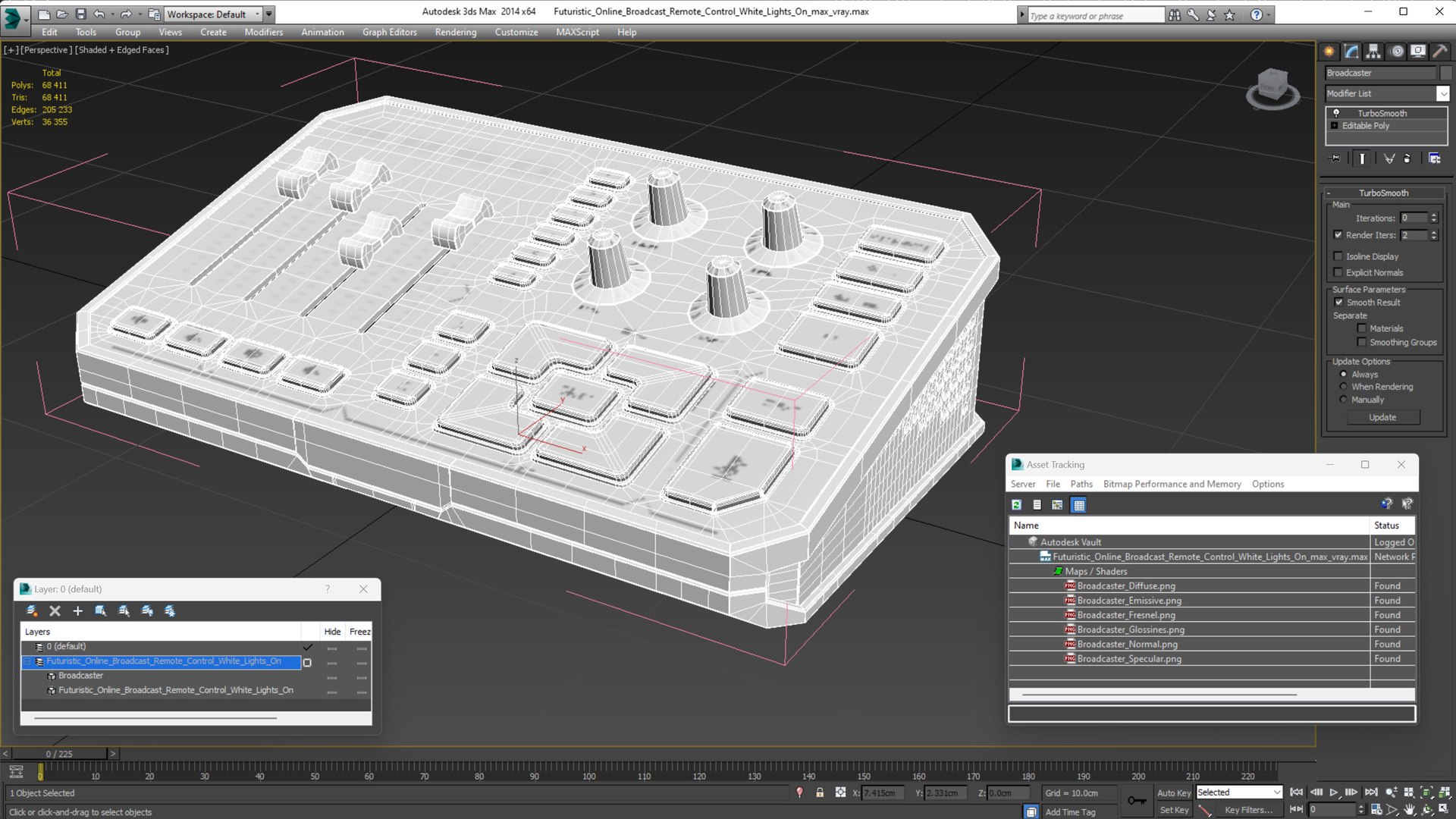 Futuristic Online Broadcast Remote Control White Lights On 3D Model ...